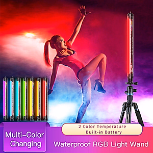 uyled Handheld Photography Light Professional LED Video Light Wand 12 Lighting Mode, Stepless Dimming,CRI≥95 IP68 Waterproof with10400mAH Rechargeable Battery 3000k 5750k RGB Colorful Stick