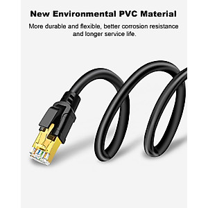Yauhody CAT 8 Ethernet Cable, 3ft (5 Pack) Ultra High Speed 40Gbps 2000MHz SFTP 26AWG CAT8 Cable LAN Internet Network Cord with Gold Plated RJ45 Connector for Gaming,Router,Modem,PC(3ft/5 Pack/Black)
