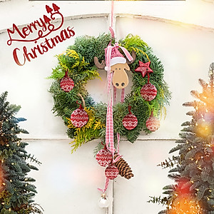 WEWILL 2.75" 10 PCS Red Knitted Sweater Christmas Ball Christmas Tree Ornaments Festival Xmas Party Gifts Decorations Snowflake Pattern