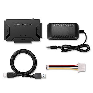 USB to SATA IDE HDD Adapter - USB 3.0 Cable to 2.5" 3.5" SATA IDE Hard Drive Converter for Windows 10/8/ 7/XP, Mac, Internal to External Laptop SSD Reader Kit, File Data Transfer Conversion Cord