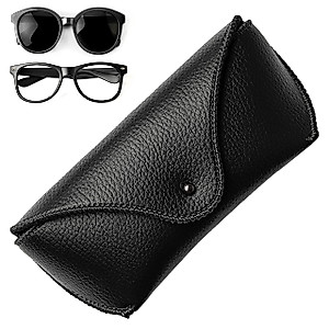 PU Leather Sunglasses Case Black, Durable Glasses Case Medium Big, Sunglass Cases, Goggles Case, Portable Sunglasses Case Slim, Spectacles Case, Knocks Protection Case