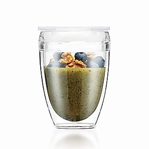 Bodum Plastic K11849-10SA Pavina To Go Double Wall Shatterproof Tumbler With Lid 2-Pack, 10 Ounce, Clear