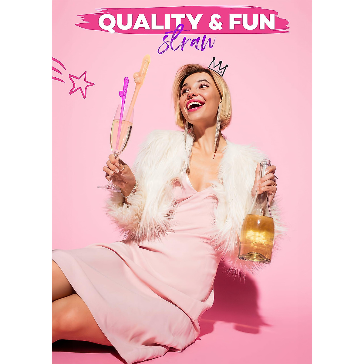 Bachelorette Party Penis Straws 30 pcs Naughty with 1 Huge Bride Dick Straw | Bachelorette Party Supplies and Favors for The Bachelorette Adult Party Decorations