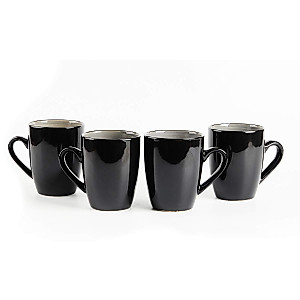 HomeVss, Stoneware Sonoma 16pc Dinnerware Set, Black + Speckled Spin Wash Grey