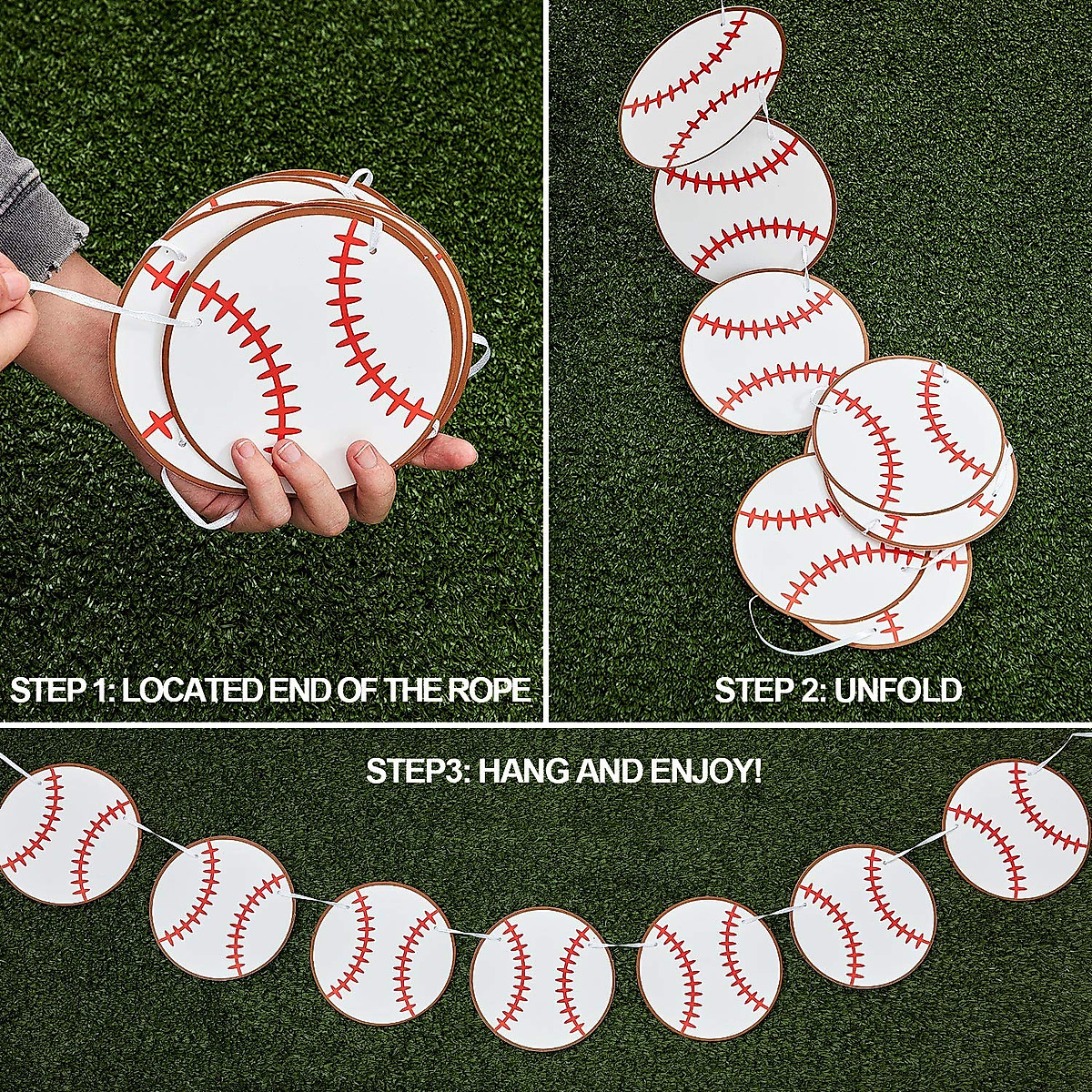 4 Pieces Baseball Banner Baseball Paper Garland for Sports Theme Party Decorations Baby Shower Birthday Photo Prop