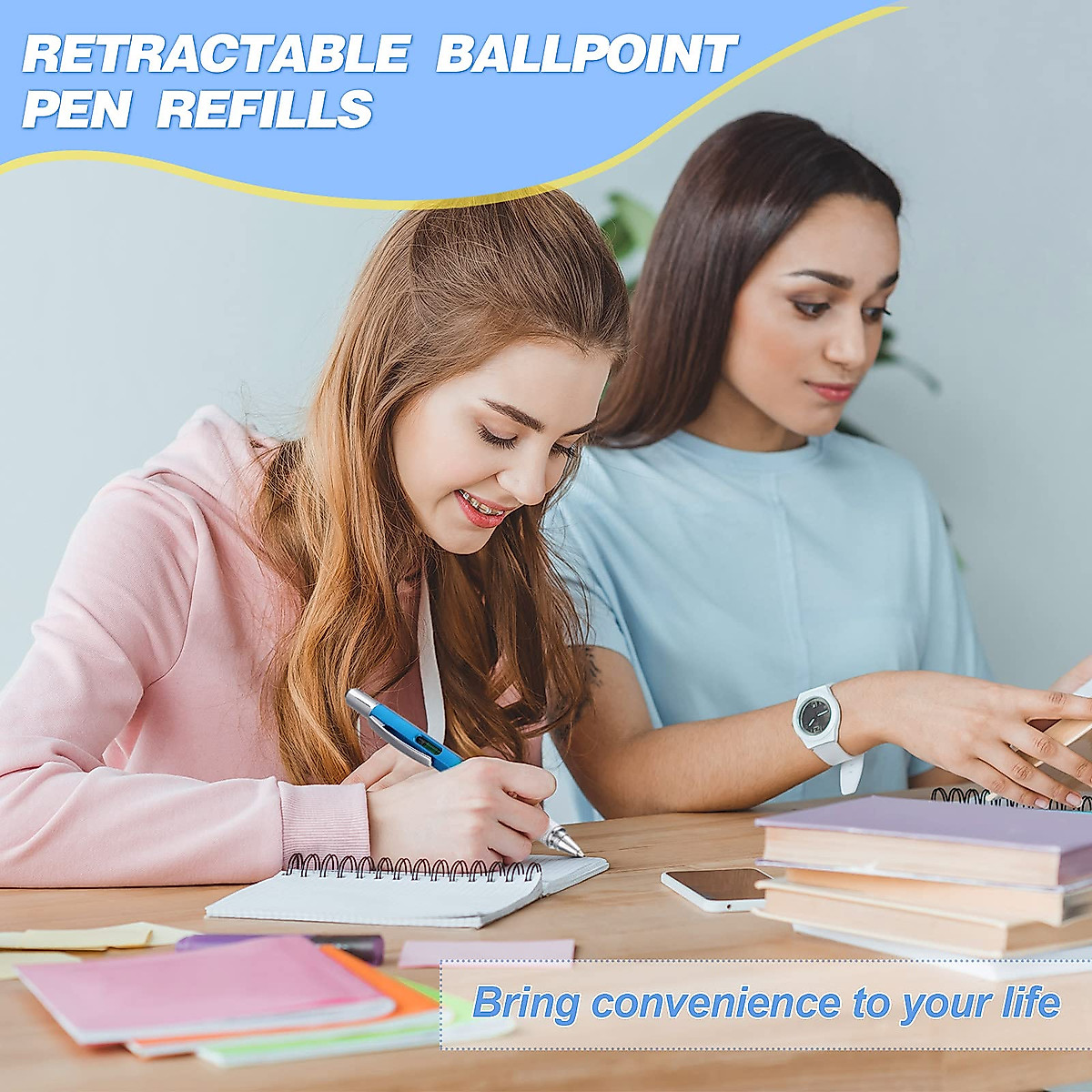 30 Pieces Pen Refills Black Ink Pen Refills Ballpoint Pen Refill 1.0 mm Replacement Ink Refill Bulk for Retractable Pens Office School Supplies, Medium Point (Black)