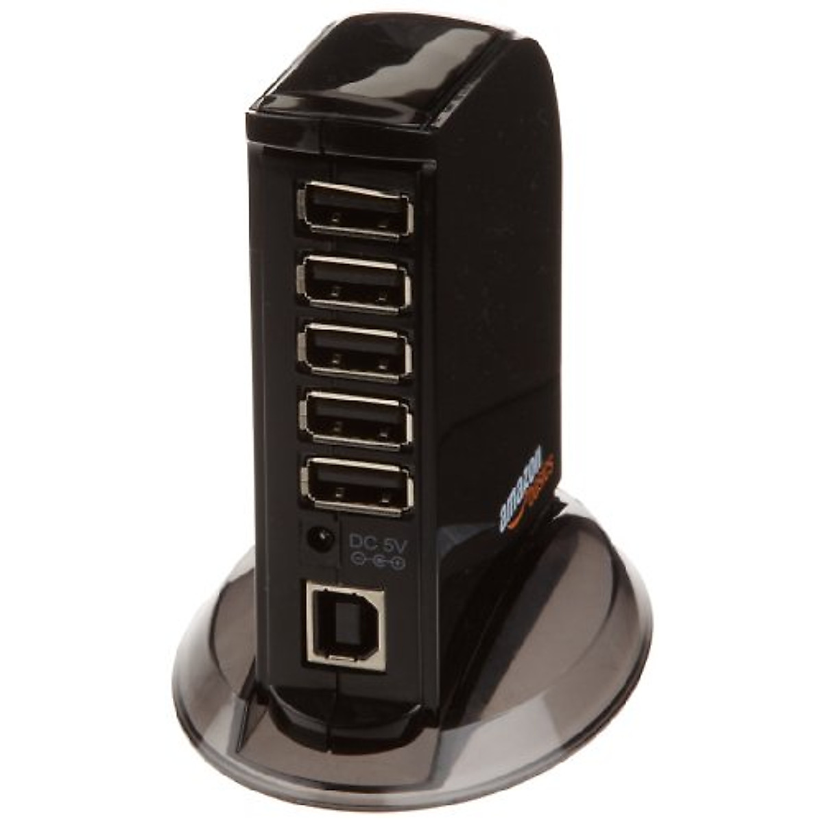 Amazon Basics 7 Port USB 2.0 Hub Tower with 5V/4A Power Adapter, Black