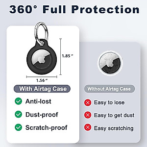 MOLOSLEEVE Airtag Holder Air Tag Case with Keychain, Anti-Scratch Airtags Key Chain for Apple Air Tags, Airtag Accessories for GPS Item Finder Tracker, Black