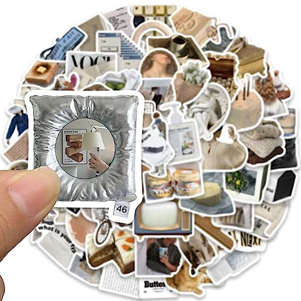 INS Aesthetic Stickers for Water Bottle, Waterproof Scrapbook INS Stickers, 63PCS Vinyl Stickers for Laptop Phone Skateboard Bumper Decals, Personalized Stickers Pack for Kids Teens Girls (INS)