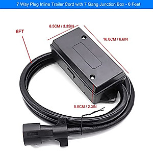 MOCW 6 Foot 7 Pin Trailer Plug Wiring Harness 7 Way RV Trailer Cord Wire with 7 Gang Waterproof Junction Box