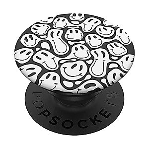 aesthetic gry pattern melting white liquid swirl smile face PopSockets Swappable PopGrip