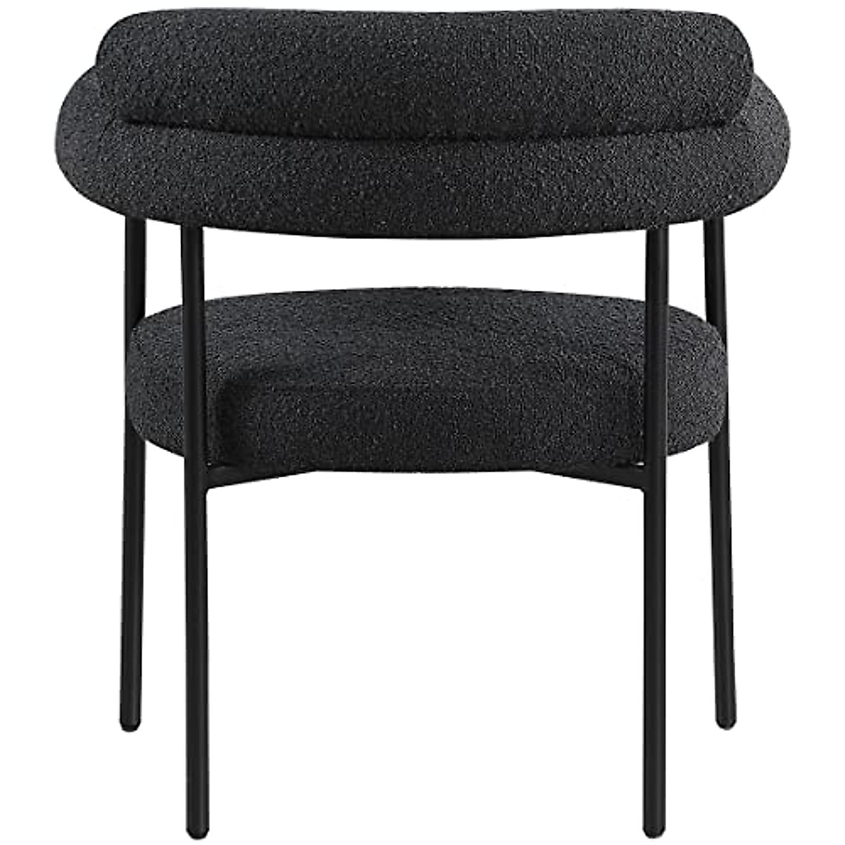 Meridian Furniture Blake Collection Modern | Contemporary Boucle Fabric Upholstered Dining Chair with Metal Frame, Set of 2, 28.5" W x 24" D x 31.5" H, Black