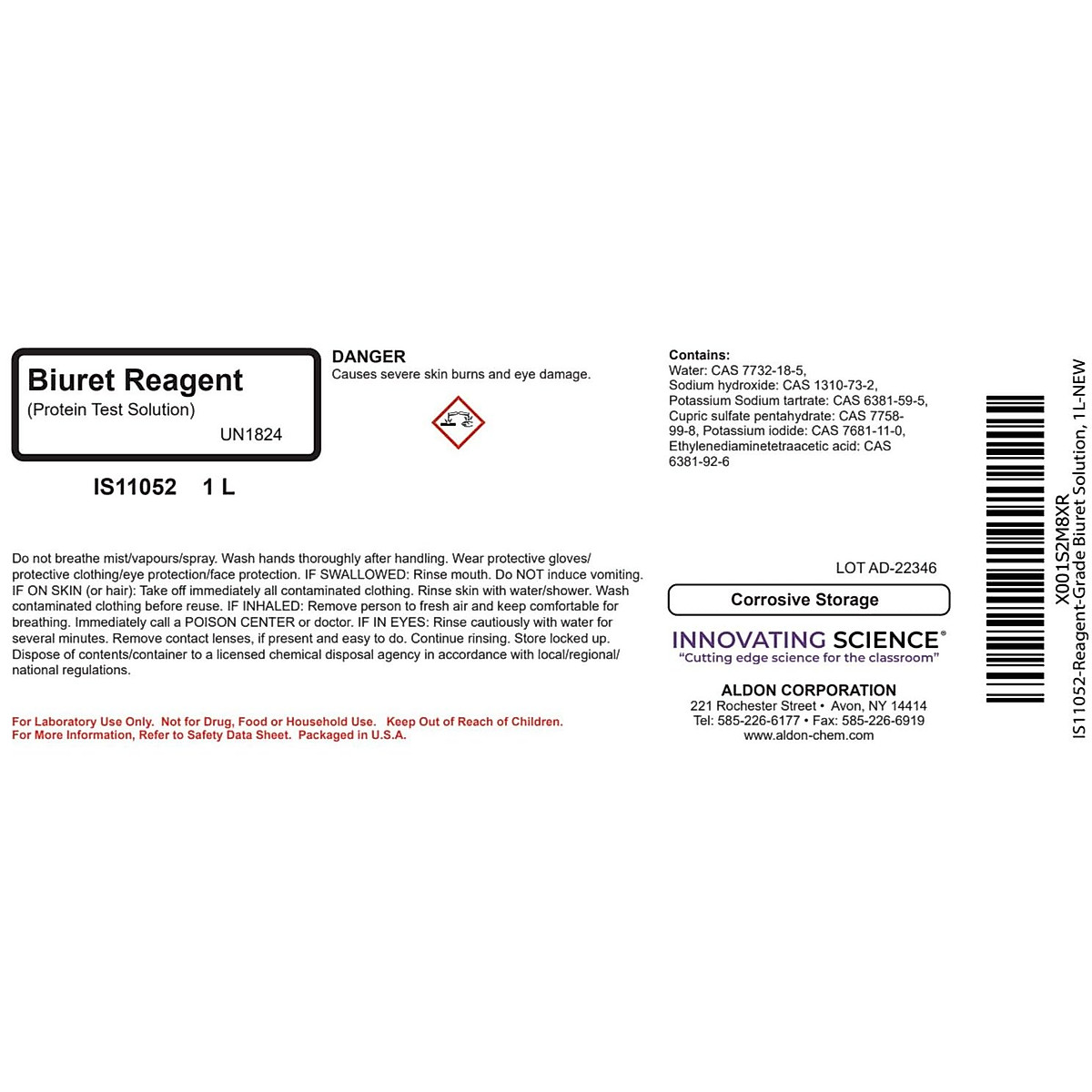 ALDON Innovating Science Reagent-Grade Biuret Solution, 1L - The Curated Chemical Collection