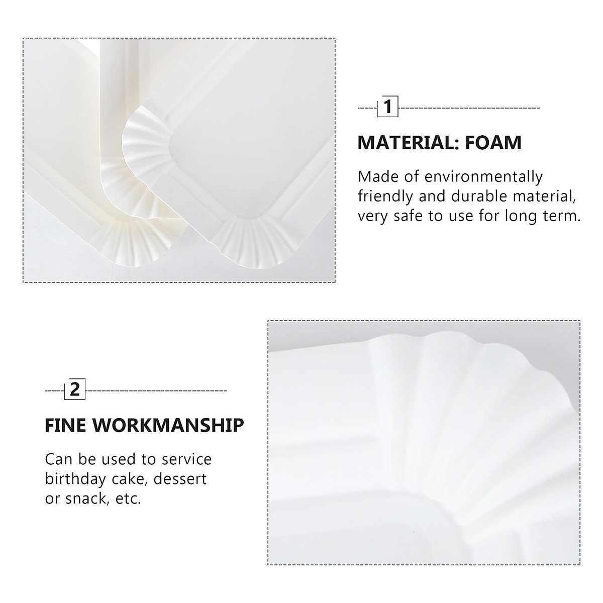 Cabilock Rectangular Tray 100pcs Disposable Foam Cake Plates Disposable Dessert Dish Foam Plates Set Compostable Plates Biodegradable Bowl for Party Snacks Food Display Server Cake Tray