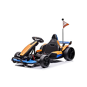 DAKOTT McLaren Electric Go Kart for Kids Ages 6-12, Up to 154 lbs, 24V 4-Wheel Electric Go Cart, 5-9 MPH Speed W/Drift Function, Orange, Large