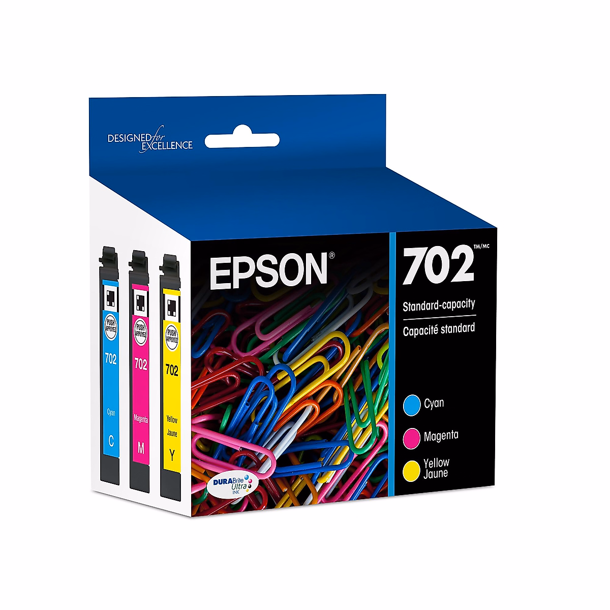 EPSON T702 DURABrite Ultra -Ink Standard Capacity Color Combo Pack (T702520-S) for select Epson WorkForce Pro Printers