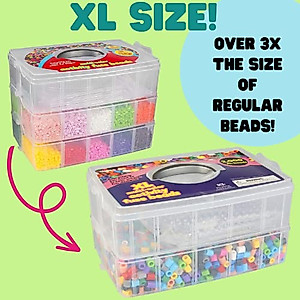 2,000 Piece XL Giant Biggie Fuse Bead Kit- Immediate Shipping, 3 XL Pegboards, 13 Colors, 6 Unique Templates,Melt Ironing Paper and Case- Works with Perler, Pixel Art Craft Project, Kids Holiday Party