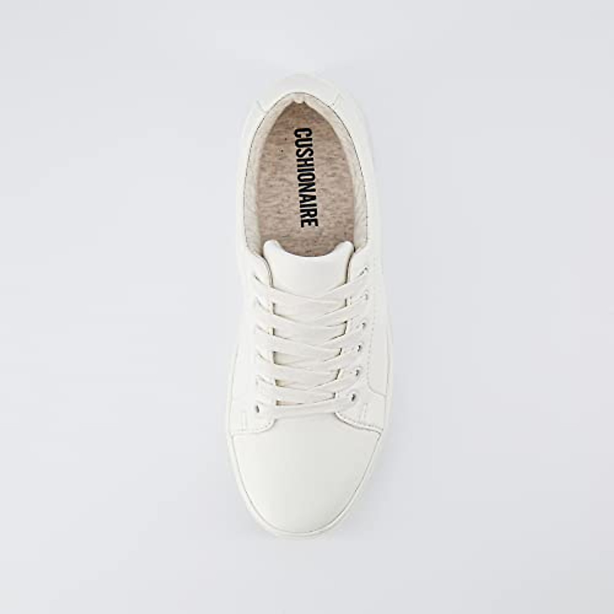 CUSHIONAIRE Women's Hashtag lace up Sneaker +Comfort Foam, Wide Widths Available, White 8.5 W