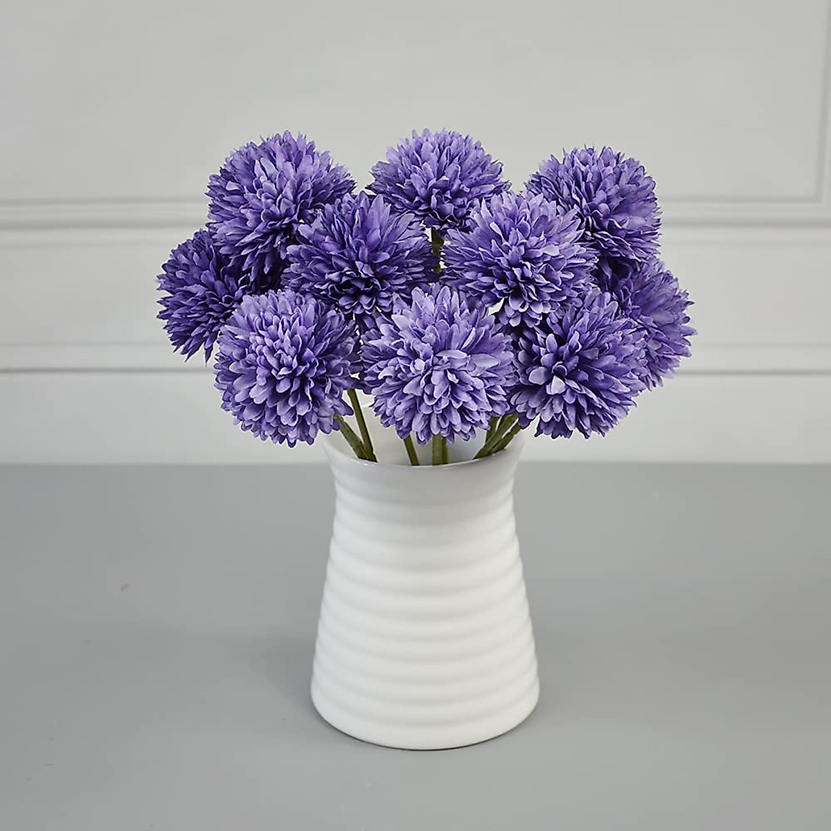 Eternal Blossom 10 Pieces of Artificial Flowers Chrysanthemum Ball Bouquet, Silk Hydrangea Bouquet, Suitable f or Home Garden Party Office Coffee House Decoration(Purple)