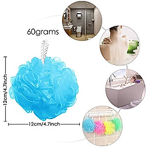 Cosywell Bath Sponges Bath Loofahs Mesh Pouf Shower Wash Ball Large 5 Packs 60g Each Soft Eco-Friendly for Men& Women Cleanse, Smooths Skin, Exfoliating