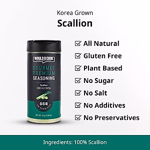 WOULD U COOK GOURMET PREMIUM SEASONING Scallion Granules (54g/1.90oz), Taste of Korea, Vegan, Magic Powder, Green Onion