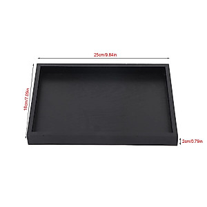 Black Wood Serving Tray, Small Rectangle Solid Wood Trays Non Slip Tea Snack Breakfast Plate Decorative Wooden Platters Food Meals Coffee Table Home Kitchen Restaurant Parties Bathroom Bar Dinner
