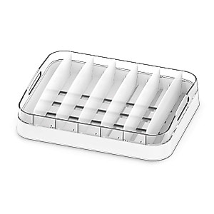 EVERIE Food Container Lid Organizer Compatible with 12'' Deep Cabinets, GS01 (White)