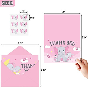 Baby Shower Thank You Cards 24pcs Baby Shower Cards for Girl Thank You Card with Envelopes & Stickers Pink Little Peanut Baby Shower Thank You Cards Girl Baby Birthday Favors Gift Cards