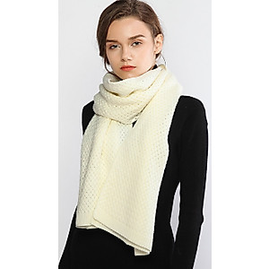 RIIQIICHY Winter Scarfs for Women Cold Weather Chunky Knit Scarf Warm Thick Ivory Scarf Long Large Oversized Scarves