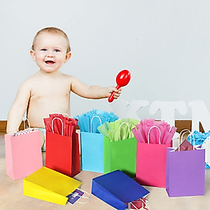 32pcs Gift Bags with 32Tissue - 8.7" Small Paper Gift Bags with Handles, 8Color Treat Bags, Favor Bags, Goody Bags, Goodie Bags, Party Bags for Kids Birthday, Wedding, Easter, Christmas, Valentines, Party Supplies