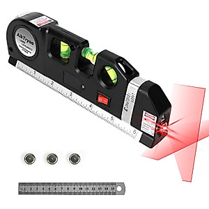 Laser Level Line Tool, Multipurpose Laser Level Kit Standard Cross Line Laser leveler Beam Tool with Metric Rulers 8ft/2.5M for Picture Hanging cabinets Tile Walls by AikTryee.