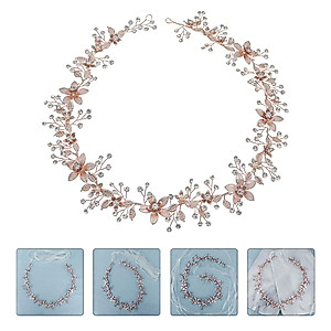 VALICLUD Bridal Belt Rhinestones Flower Wedding Dress Chain Crystal Bride Bridesmaids Sash Wedding Party Accessory Rose Gold