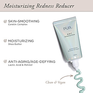 PÜR MINERALS 4-in-1 Correcting Primer, Pore Reducer, Makeup Primer, Redness Reducer, Cruelty-Free, Lightweight Formula, Vegan Friendly - Redness Reducer