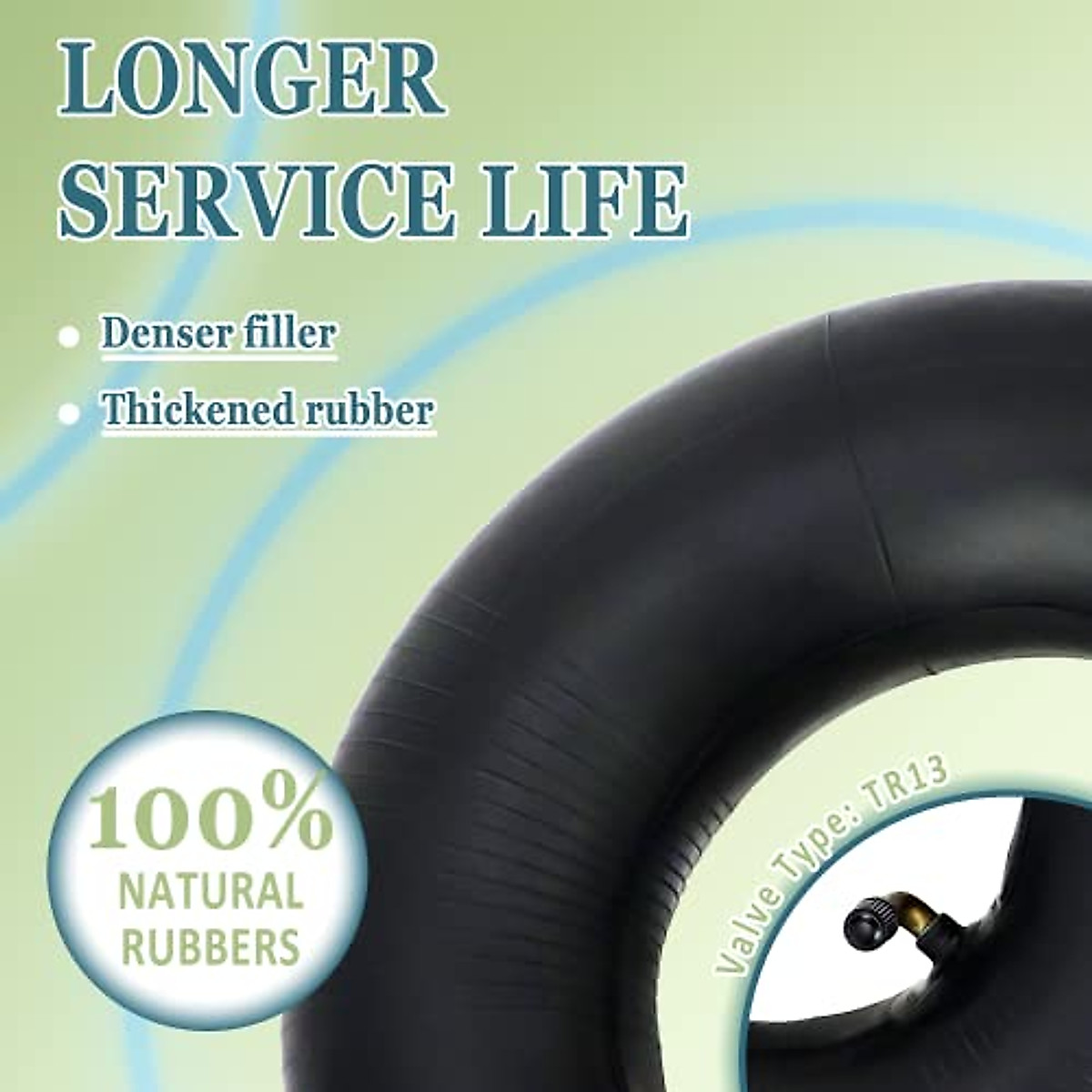 4.10/3.50-4" Lawn Tire Inner Tubes with TR-13 Straight Valve Stem (2-Pack) Heavy Duty Replacement for Wheelbarrow tire 4",Trunk, Tractor, Garden Carts,Golf Cart, Mowers and More