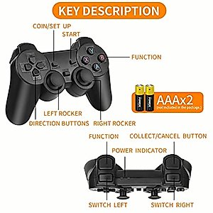 FUNTELL Wireless Retro Game Console, Plug & Play Video TV Game Stick With 10000+ Games Built-in, 64G, 9 Emulators, 4K HDMI Output for TV with Dual 2.4G Wireless Controllers