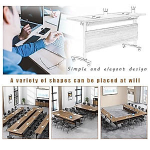 Folding Desk Portable Wood Table 3-Pack Training Room Stackable Conference Table Removable Computer Table Desk Saves Space for Conference Rooms, Media Centers (4)