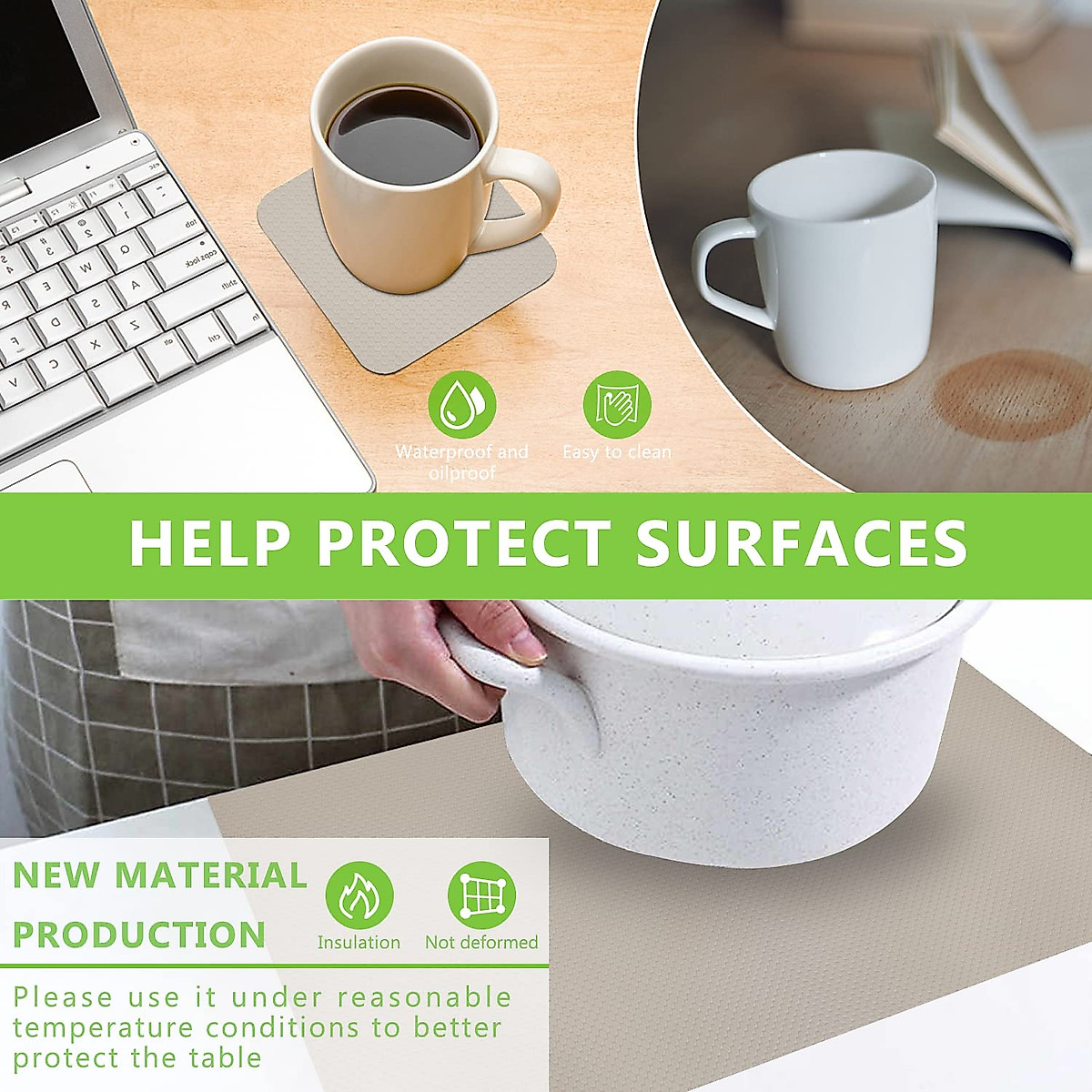 WochiTV Shelf Liner for Cabinets, Drawer 11.8 Inch x 10 Feet, Non Adhesive EVA Plastic Washable and Waterproof Mat for Kitchen, Pantry, Bathroom Closet, Cupboard, Drawer, Khaki