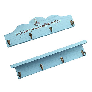 Ismosm Coffee Cup Holder 2 Pcs Kitchen Wall Decor Coffee Mug Holder with 8 Sturdy Hooks Mug Rack for Farmhouse Kitchen Decorations, Coffee Station, Office Decor, Mug Organizer, Mug Display (Brown)