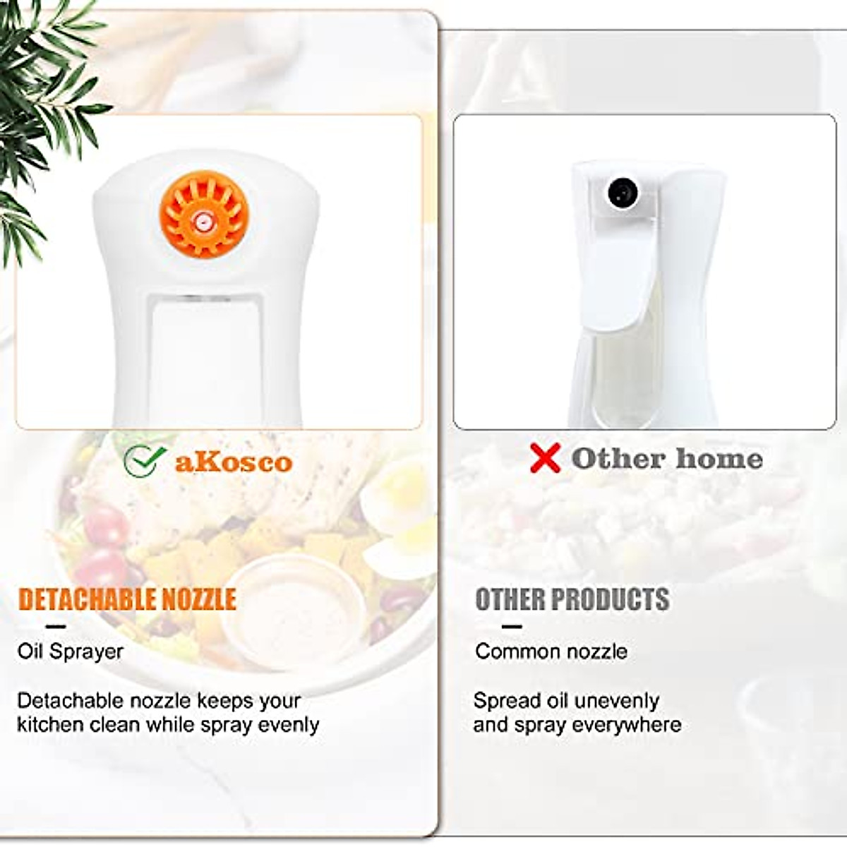 aKosco Oil Sprayer Bottle, 230ml Oil Sprayer for Cooking Olive Oil Sprayer Vegetable Oil Dispenser Oil Mister Portable Bottle Mini Kitchen Gadgets for Cooking, BBQ and Kitchen Baking