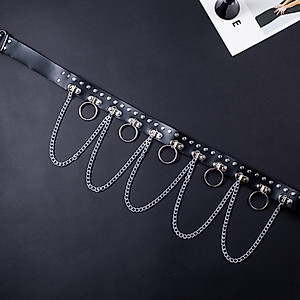 LOREMOW 2 Pcs Leather Waist Chain Belt for Women Punk Layered Waist Belly Chain Goth Body Chain Nightclub Party Body Jewelry Accessories