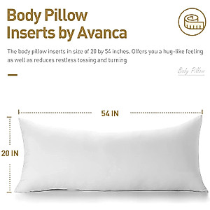Acanva Fluffy Bed Sleeping Side Sleeper Body Pillow Insert, Full 20” x 54”, White