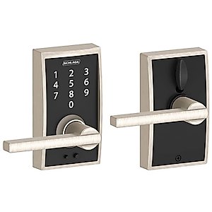 Schlage FE695-CEN-619-LAT Satin Nickel Century Keyless Touch Pad Electronic Leverset with Latitude Lever