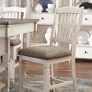 Signature Design by Ashley Bolanburg 24" Counter Height Farmhouse Barstool, 2 Count, Antique White