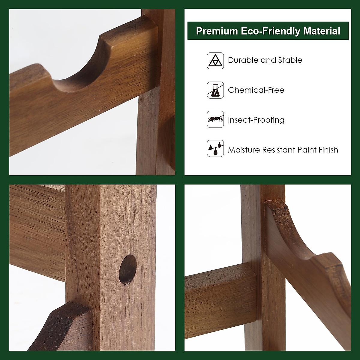 everous Wooden Wine Rack, 7 Tire Floor Wine Storage Rack, 28 Bottles Holder, Freestanding Display Rack for Kitchen, Pantry, Cellar, Natural