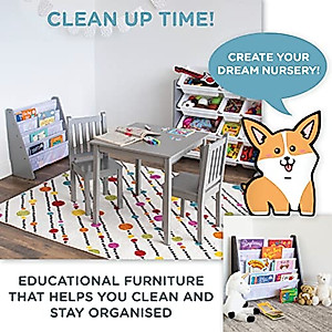 Humble Crew, Grey/White Kids Book Rack Storage Bookshelf, 4 Tiers