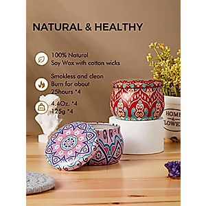 olorvela Scented Candles for Home Scented Candles Gifts for Women, 4pcs Soy Candles in Beautiful Travel Tins 100hrs Burn Time Gifted Packaged Aromatherapy Candle