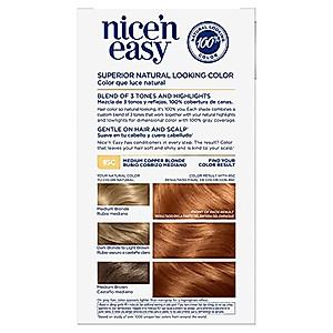 Clairol Nice'n Easy Permanent Hair Dye, 8SC Medium Copper Blonde Hair Color, Pack of 3