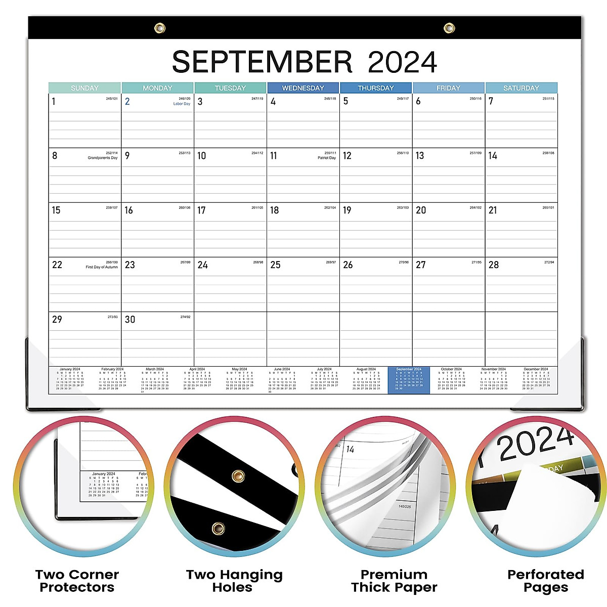 2024-2025 Desk Calendar - Large Desk Calendar 2024-2025, JULY 2024 - JUNE 2025, 17" x 12", Large Ruled Blocks, Tear Off, Corner Protectors, Desk/Wall Calendar for Planning and Organizing