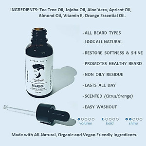 SJ Craft Co Beard Oil 1oz Beard Oil Mustache Oil - Natural Scented – Quick Absorption - All Natural Beard Oil and Mustache Oil – Citrus Orange - Leave in Conditioner