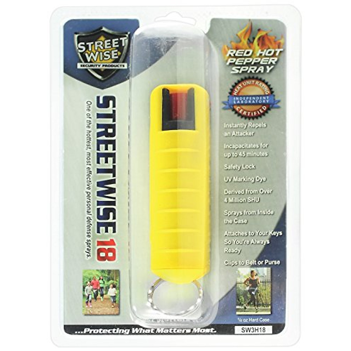 Streetwise Security Products Lab Certified Streetwise 18 Pepper Spray, 1/2-Ounce Hard Case, Yellow